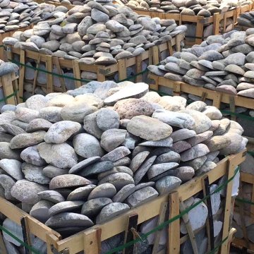 Half cut natural river stone, half flat pebble stone for wall ...